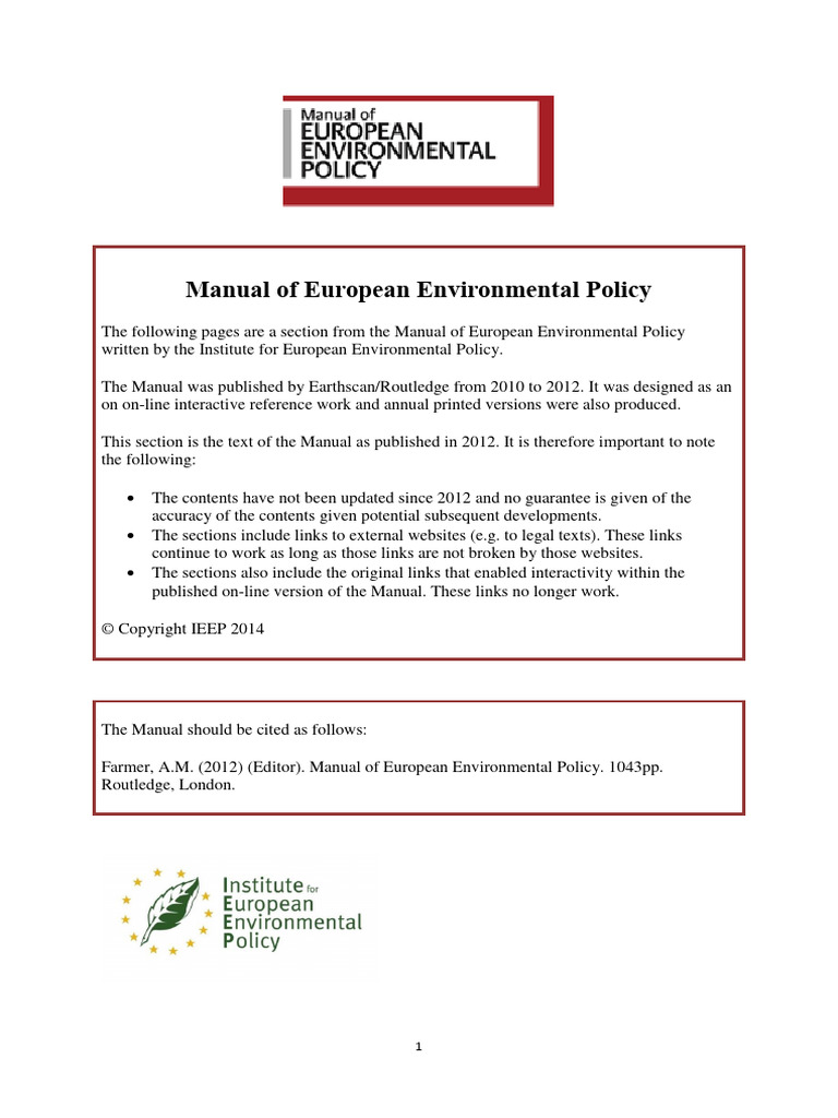 1.9 Environmental Policy Instruments - Final | PDF | European Union ...