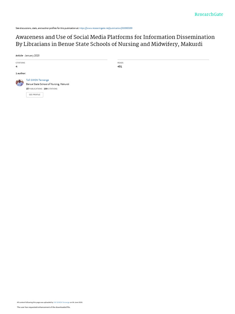 Awareness and Use of Social Media Platforms For Information ...