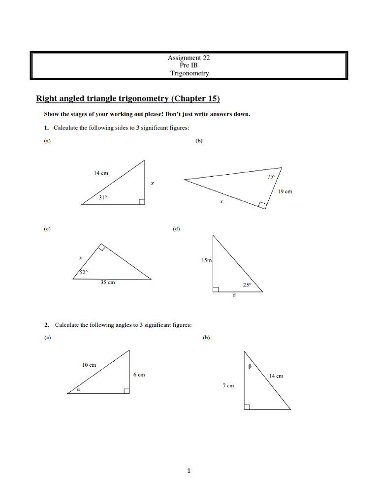 Assignment 22 - Trigonometry | PDF