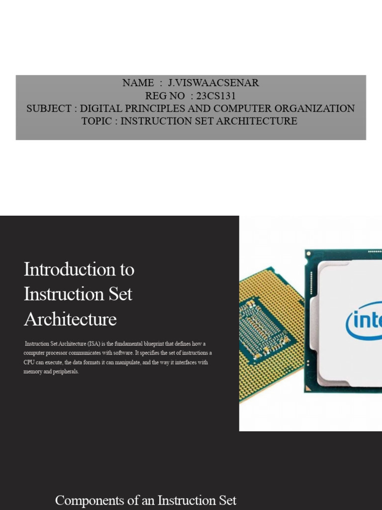 Introduction To Instruction Set Architecture - PPTX 20240527 211717 0000 | PDF | Central ...