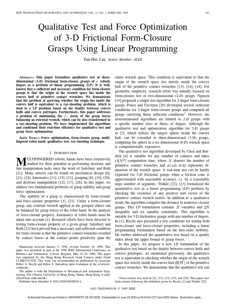 Qualitative Test and Force Optimization of 3-D Frictional Form-Closure ...