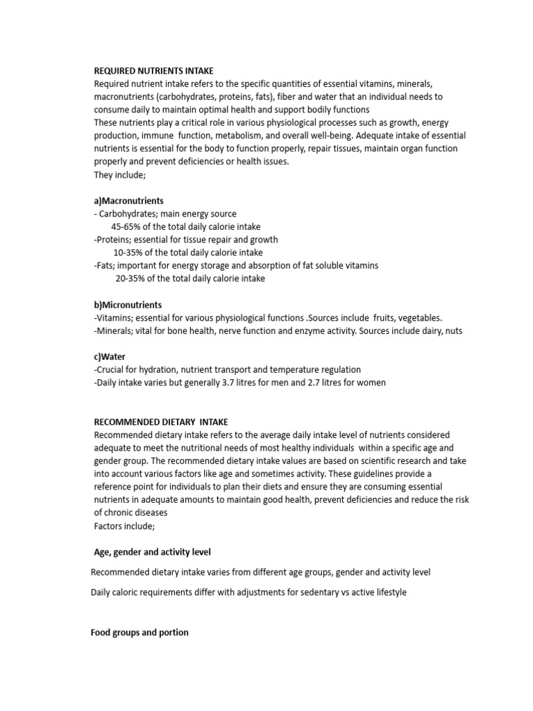 Daily Nutrient Intake Guidelines | PDF | Nutrients | Diet (Nutrition)