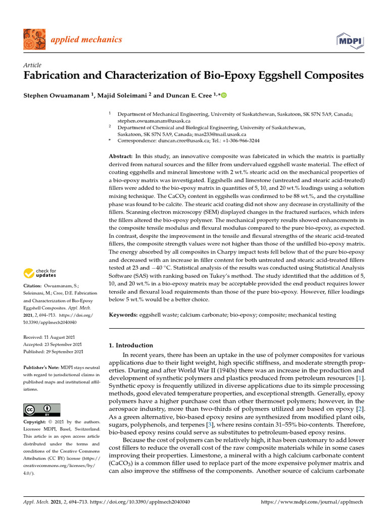 Fabrication and Characterization of Bio-Epoxy Eggshell Composites | PDF ...