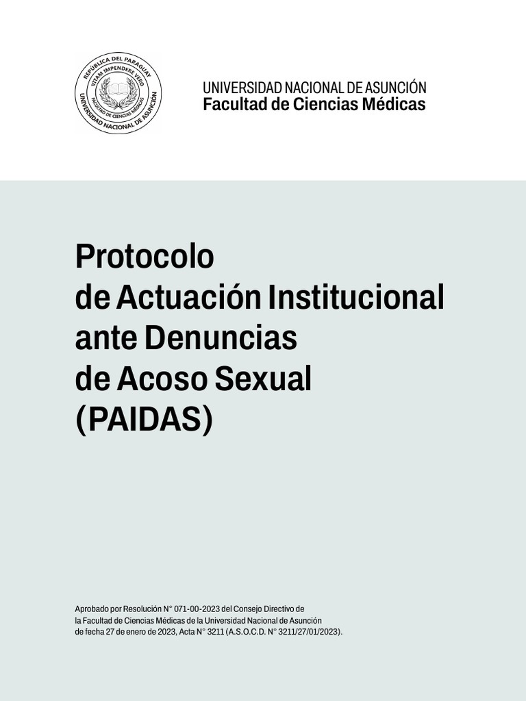 Protocolo De Actuación Institucional De Denuncias De Acoso Sexual Fcm 5294