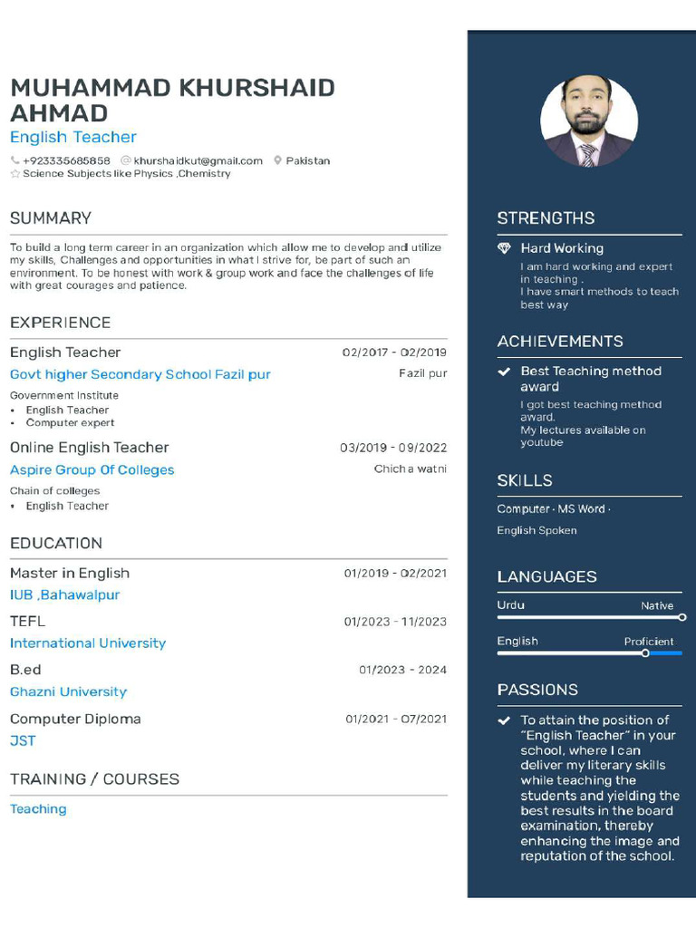 Eng Intern Format CV | PDF