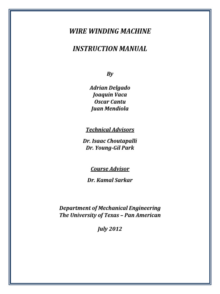 Wire Winding Machine Manual | PDF | Fiberglass | Physical Sciences