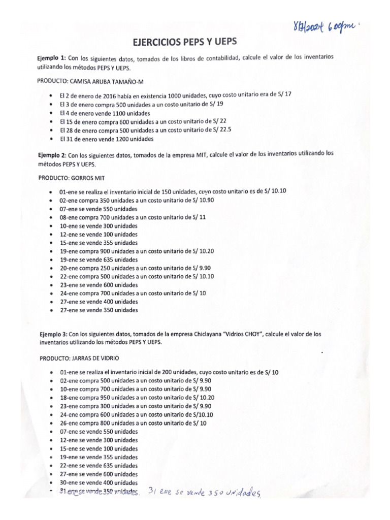 Ejercicios Peps y Ueps | PDF