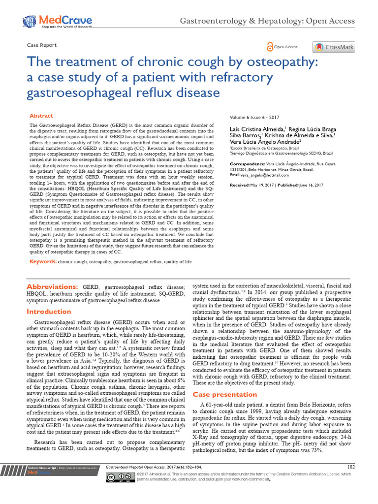 Almeida 2017 Cough & GERD Case Study | PDF | Gastroesophageal Reflux ...