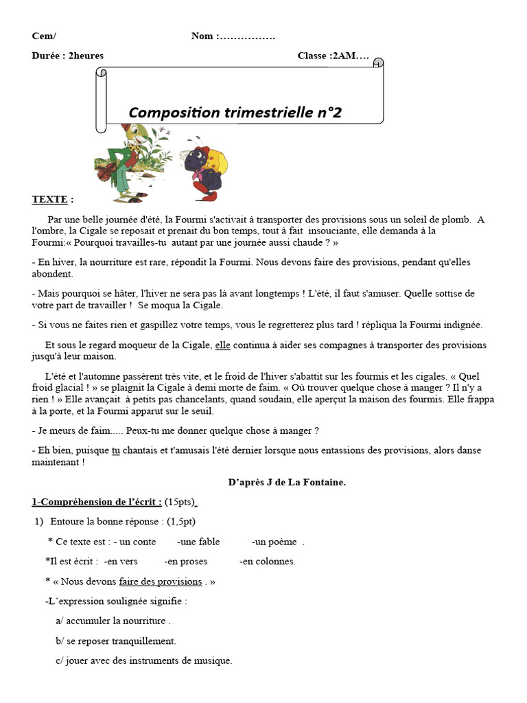 Cem La Cigale Et La Fourmi | PDF