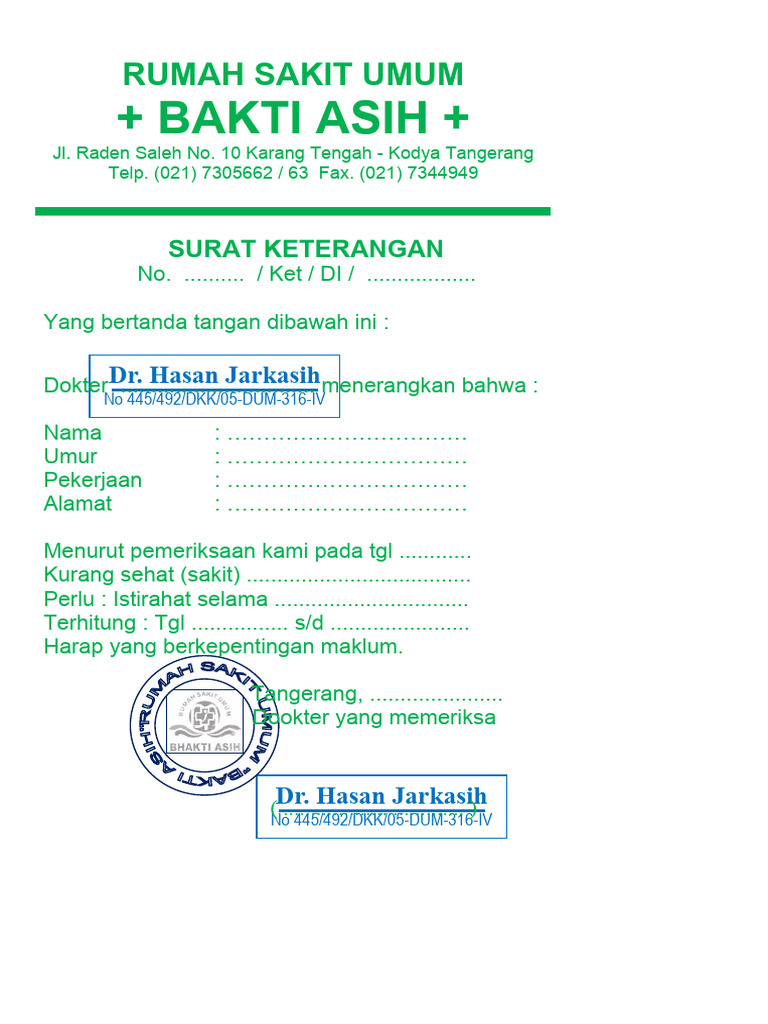Surat Keterangan Sakit Dr. Bhakti Asih | PDF | Memasak, Makanan, & Anggur