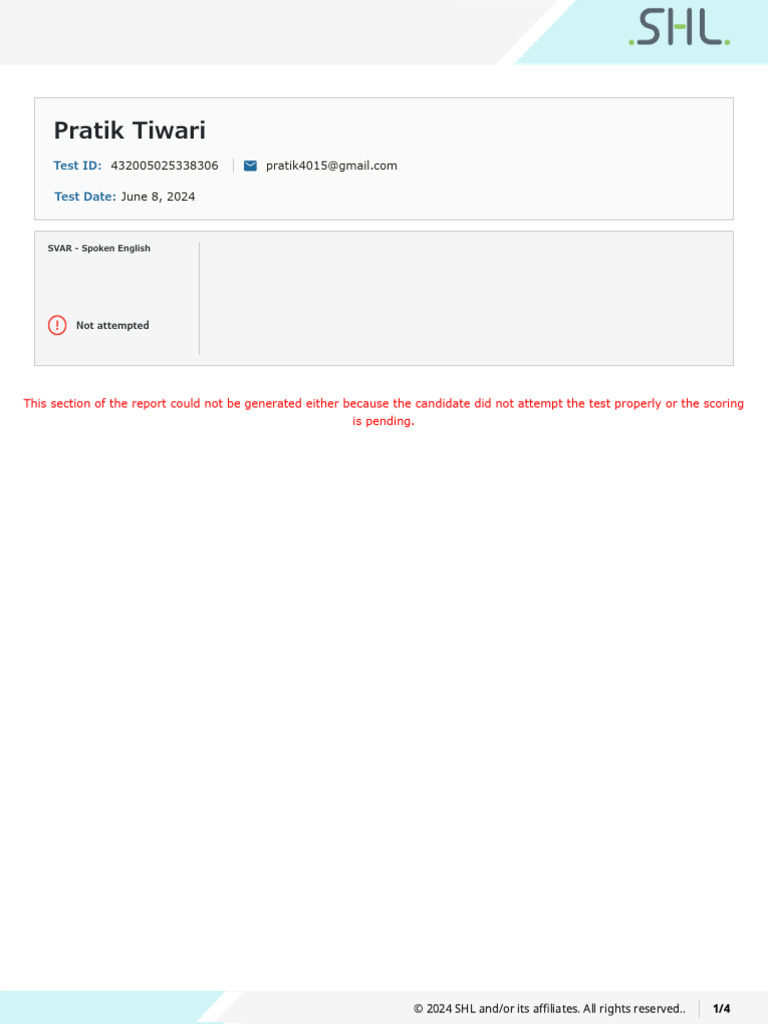 Pratik Tiwari - AssessmentCenterReport - 163 | PDF | Learning | Cognition
