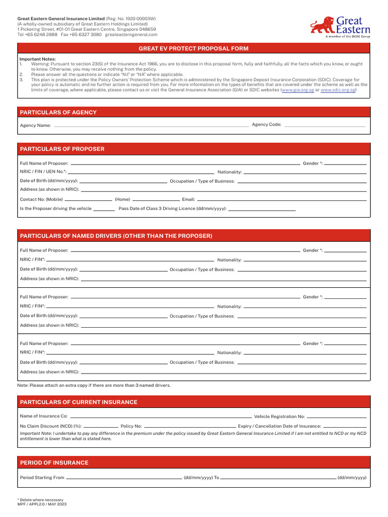 GE23448 GREAT EV Premier Form - D15 - Final | PDF | Vehicle Insurance ...