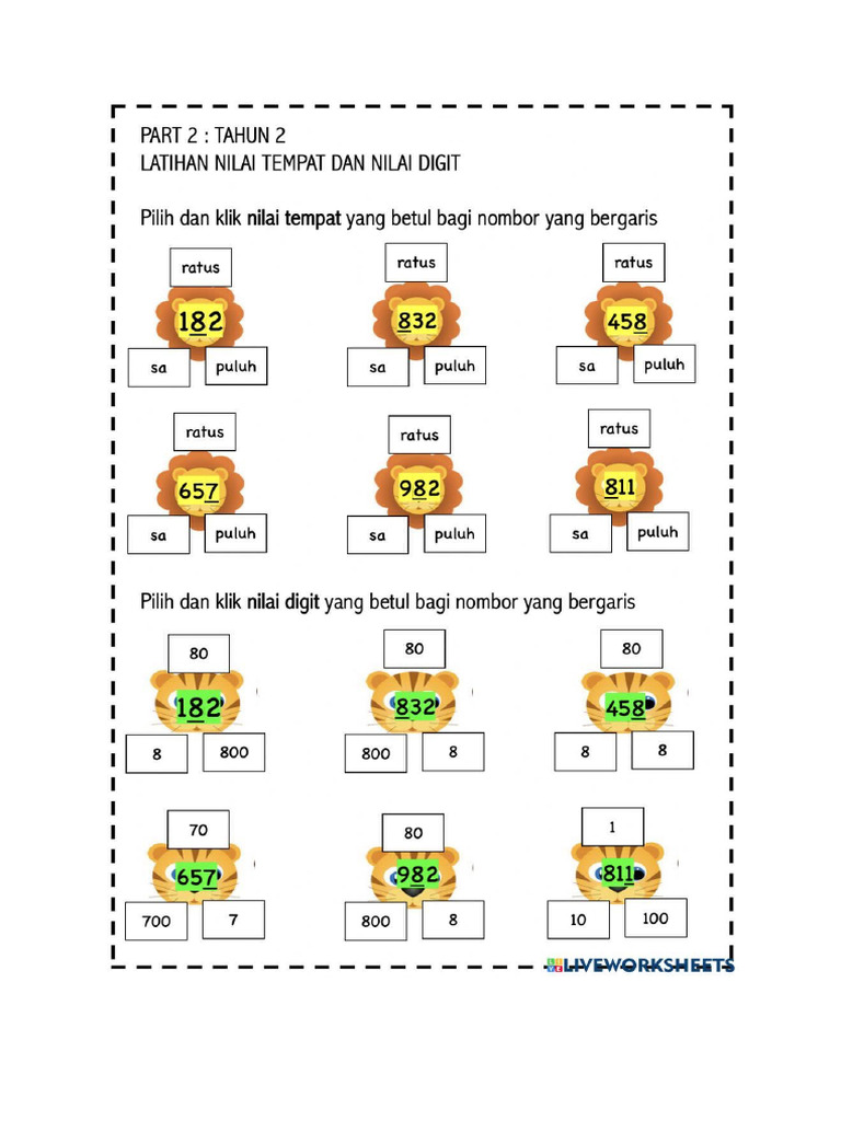 Latihan Matematik Nilai Tempat Dan Nilai Digit | PDF