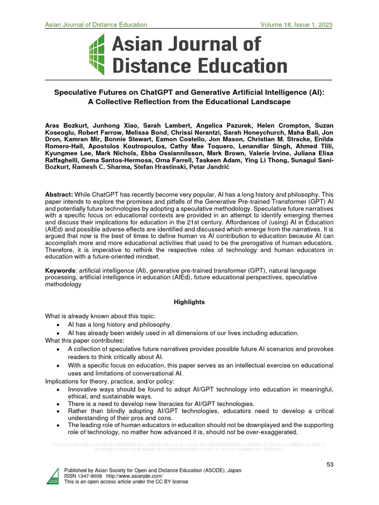 Speculative Futures On ChatGPT and Generative Artificial Intelligence (AI) - AJDE | PDF ...