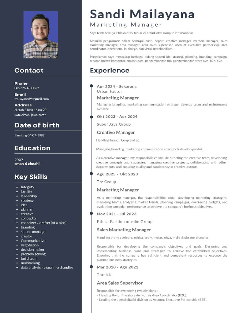 CV Sandi Mailayana | PDF