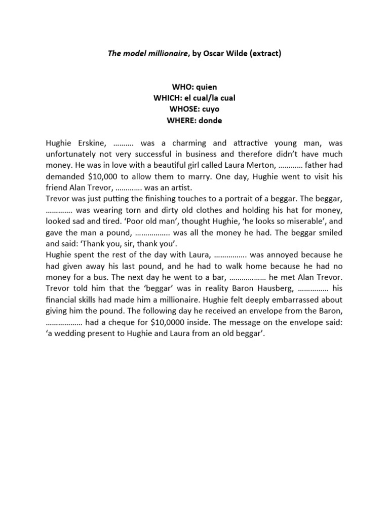 The Model Millionaire | PDF