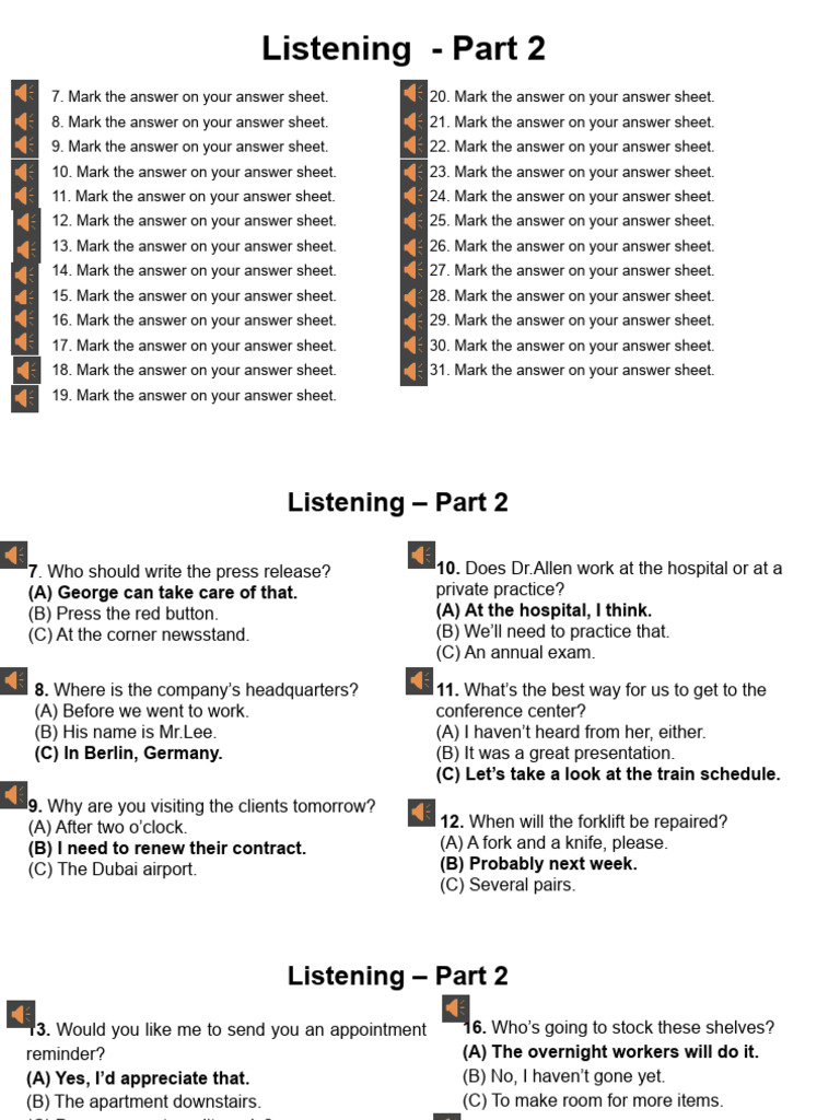 Listening - Part 2 | PDF