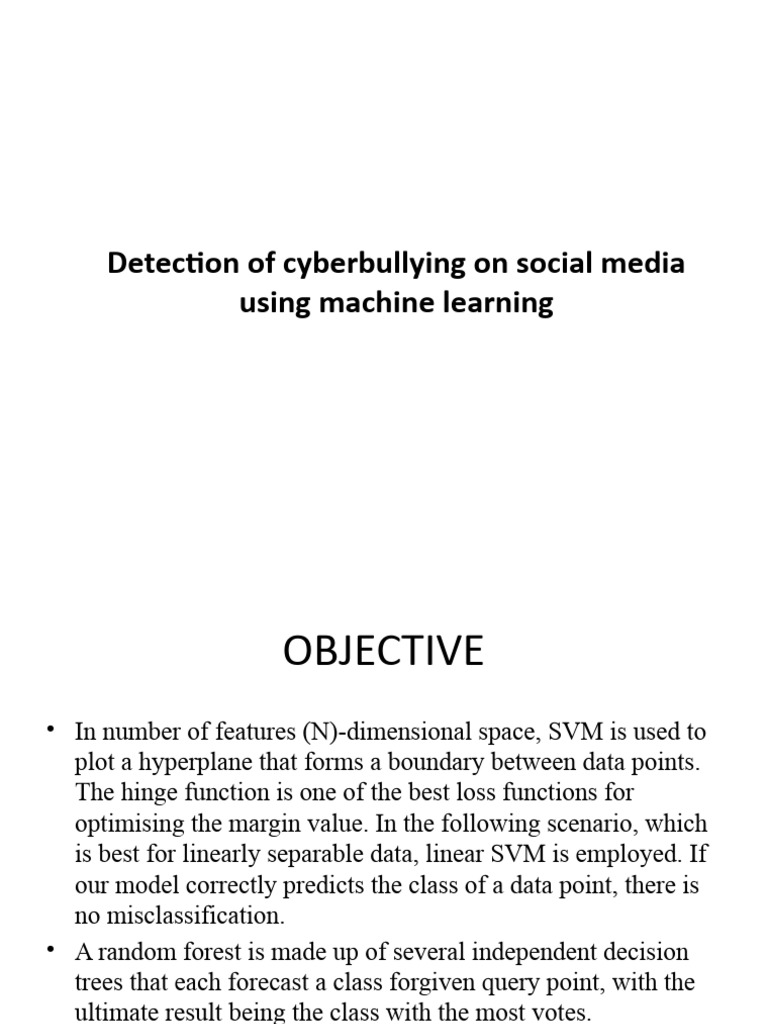 Detection Of Cyberbullying On Social Media Using Machine Pdf Support Vector Machine