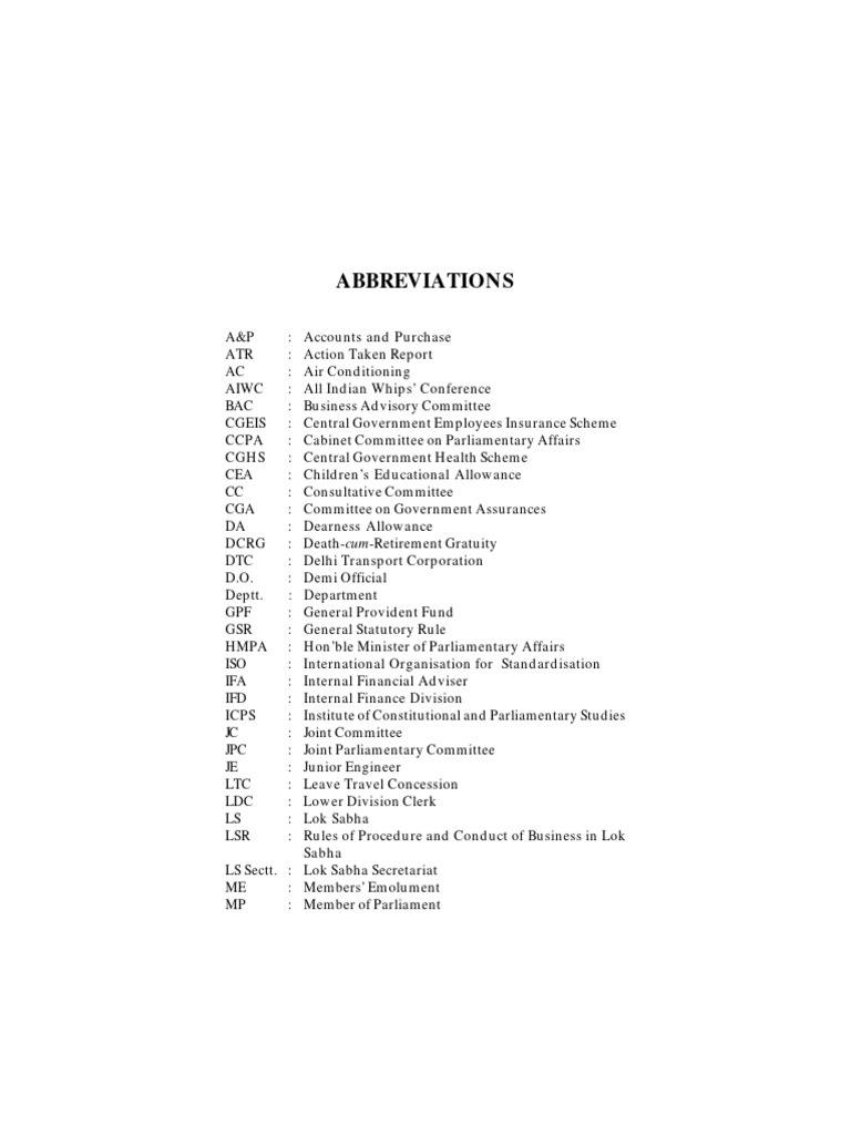 Abbreviation 0 | PDF | Government | Government Of India