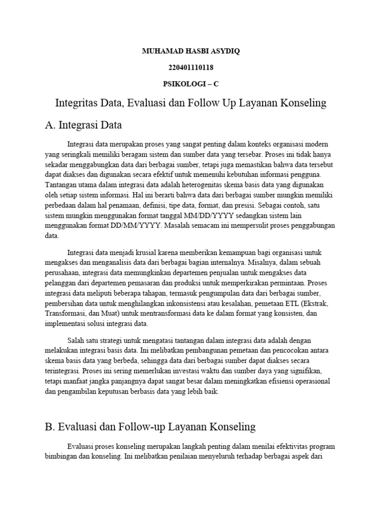 Integrasi Data dan Evaluasi Konseling | PDF | Bisnis