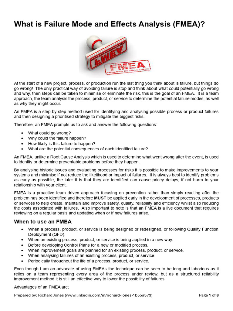 Guide To Completing An FMEA | PDF | Business