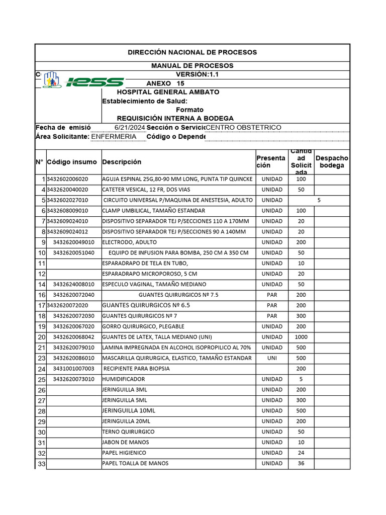 Requisicion Bodega | PDF