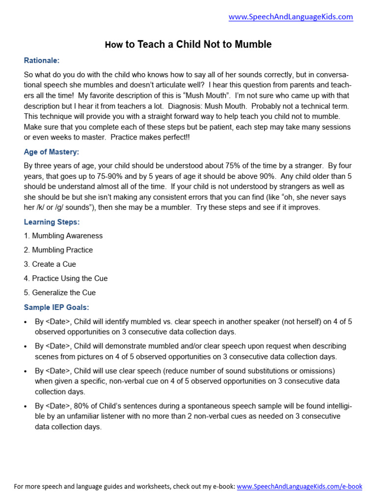 Stop Mumbling Guide | PDF | Speech | Nonverbal Communication