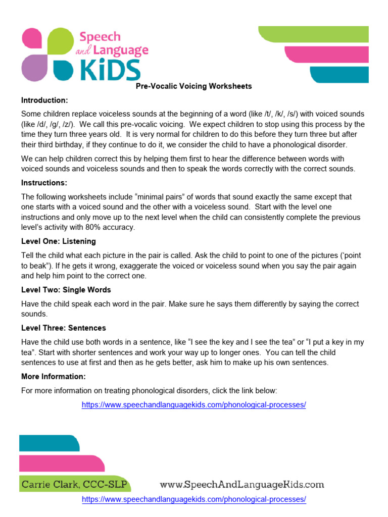 Pre Vocalic Voicing Worksheets | PDF | Linguistics | Human Voice