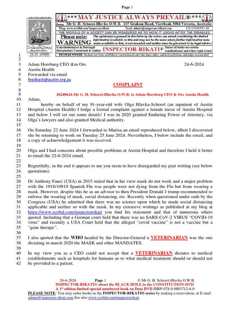 20240624-Mr G. H. Schorel-Hlavka O.W.B. To Adam Horsburgh CEO & Ors ...