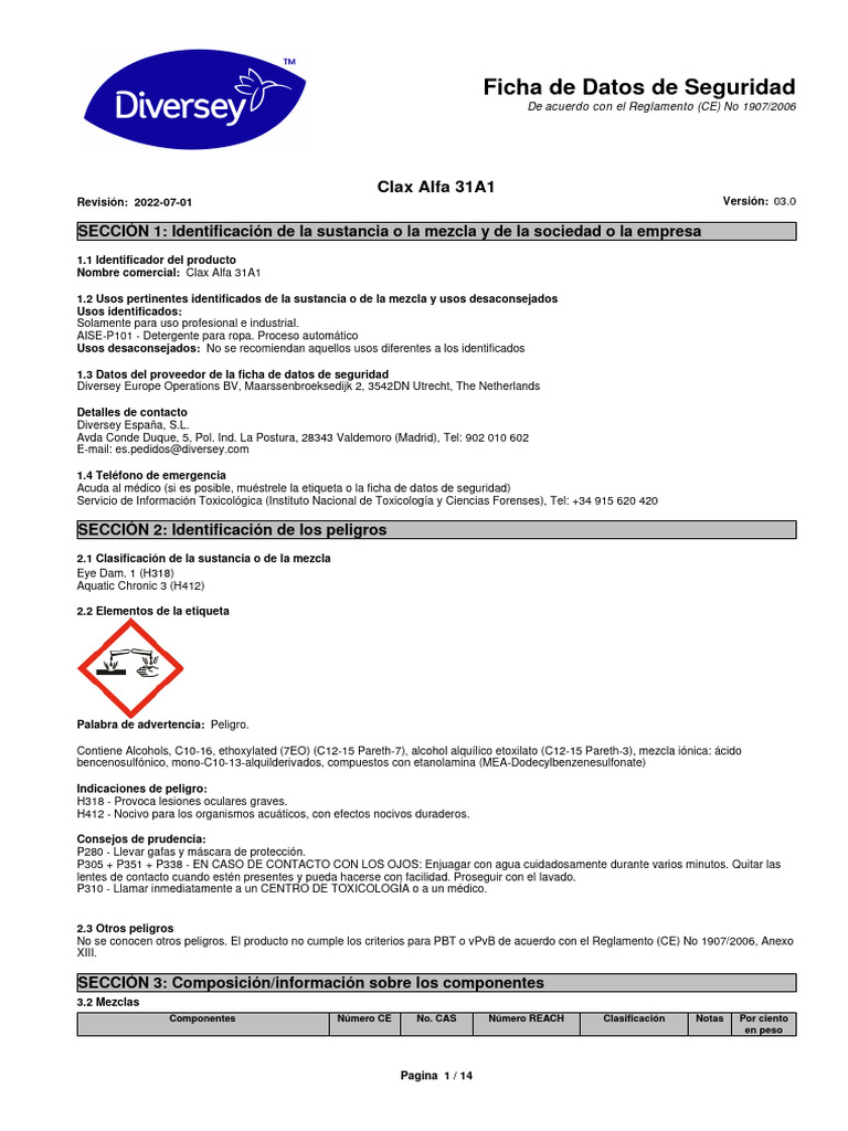 Msds-Clax Alfa | PDF | Toxicología