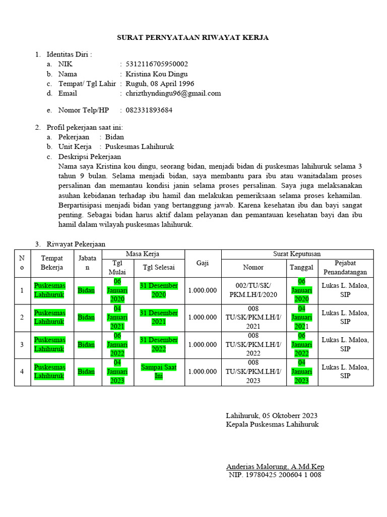 Format Surat Pernyataan Riwayat Kerja Dan Surat Keterangan Pengalaman ... Format Surat Pernyataan Riwayat Kerja Dan Surat Keterangan Pengalaman ...