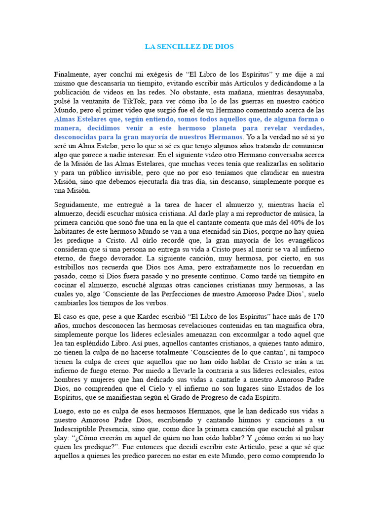 La Sencillez de Dios | PDF | Mente | espíritu Santo