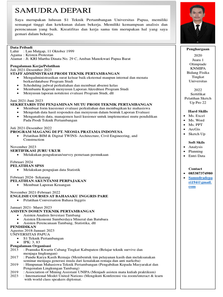 Profil Lulusan Teknik Pertambangan | PDF