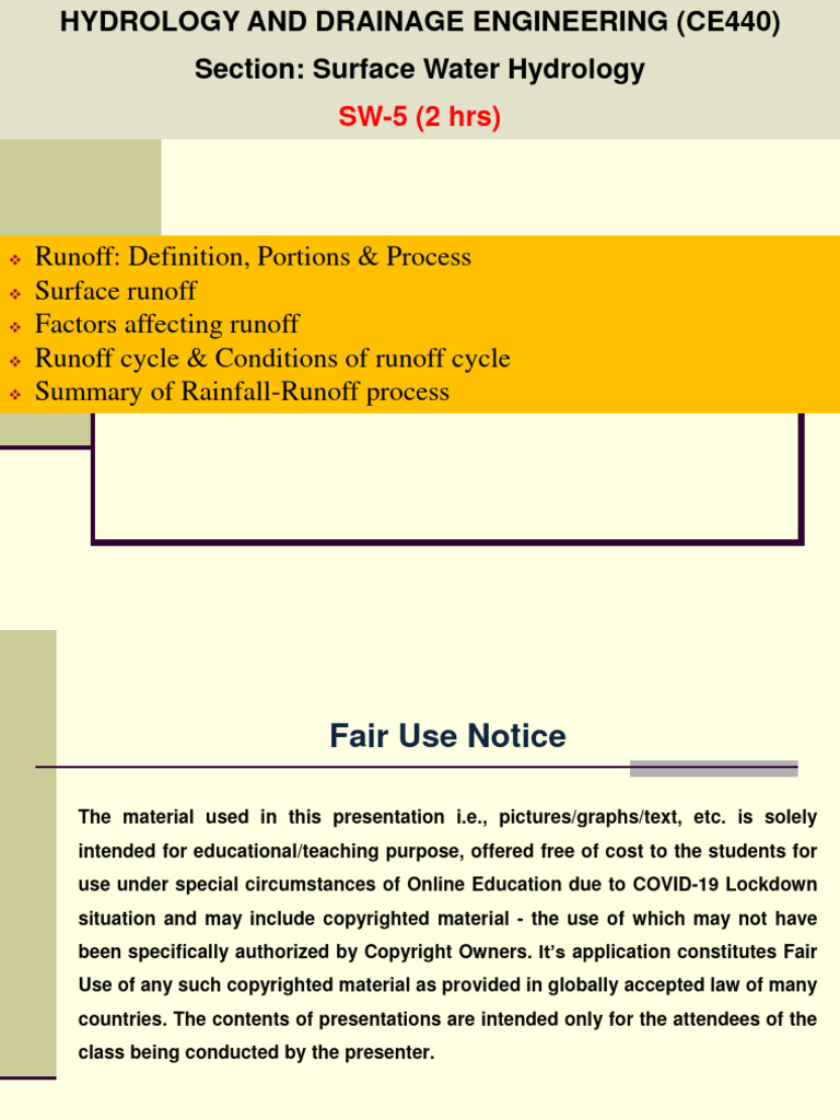 SW 5-Runoff and Factors Affecting .... | PDF | Surface Runoff | Drainage Basin