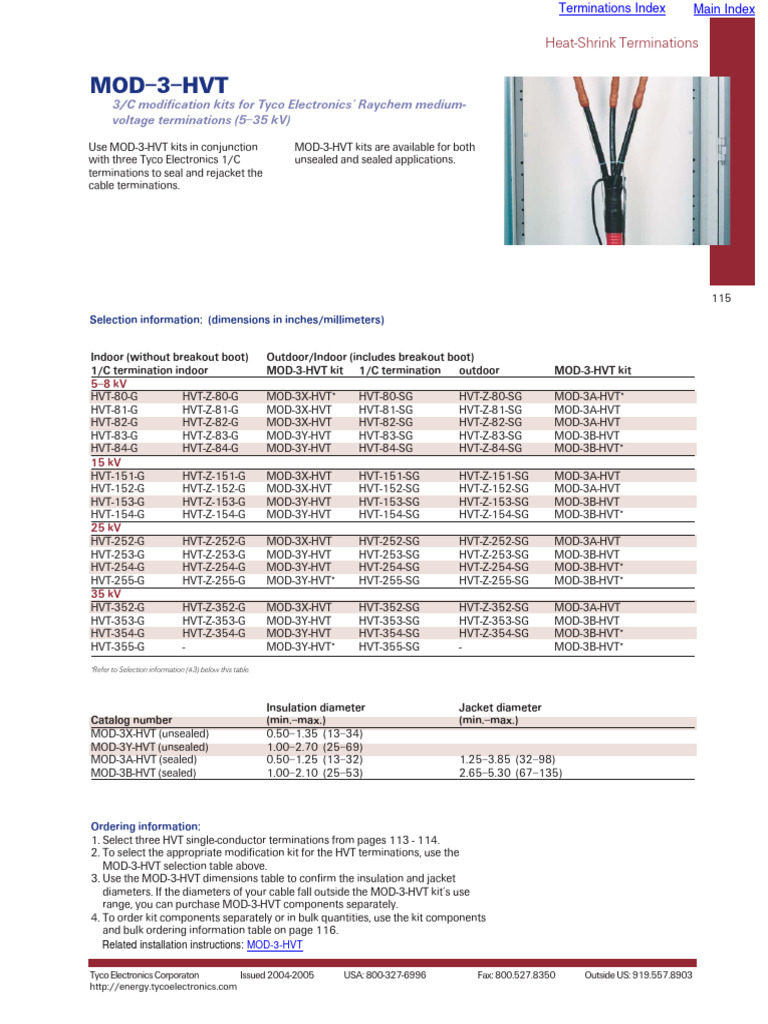 MOD-3-HVT Kits for Cable Terminations | PDF | Electricity | Electrical ...