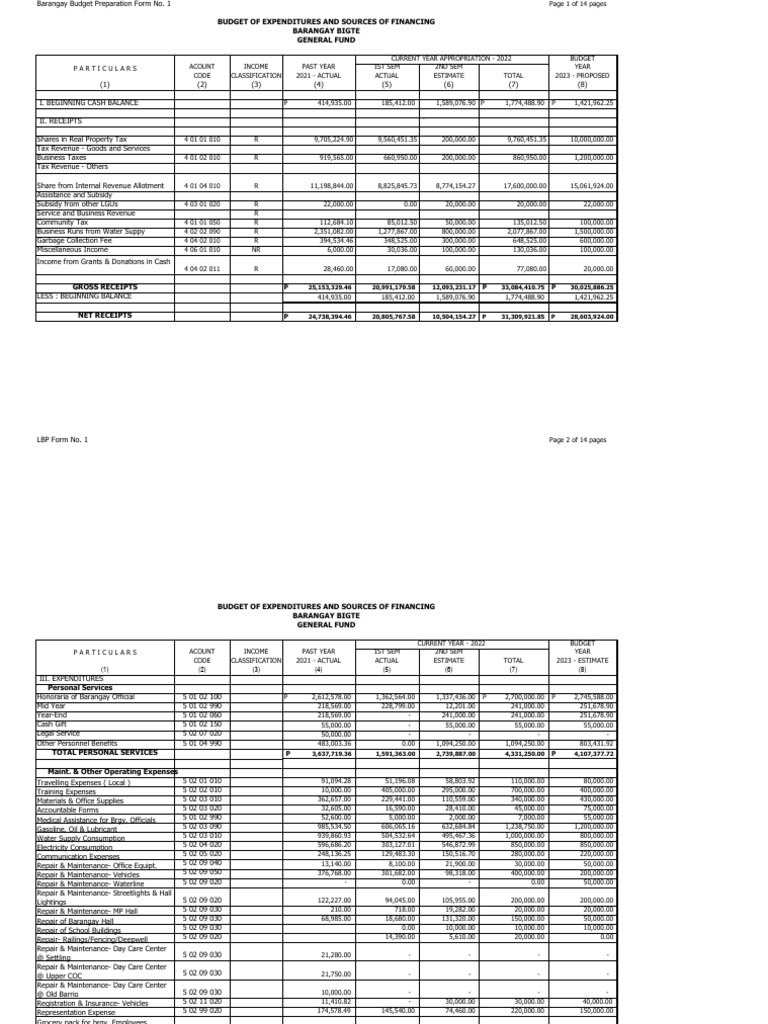 BBPF 1 Annual Budget 2023 Final Acctg Revised | PDF | Budget | Expense