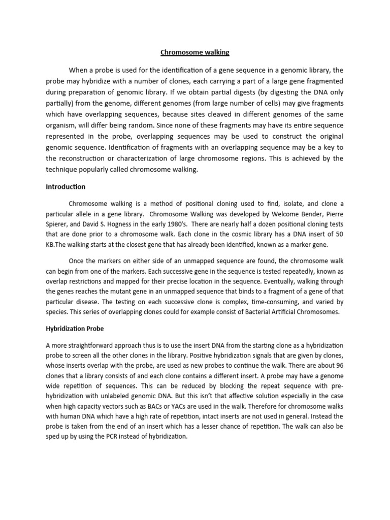Understanding Chromosome Walking Technique | PDF | Molecular Cloning ...