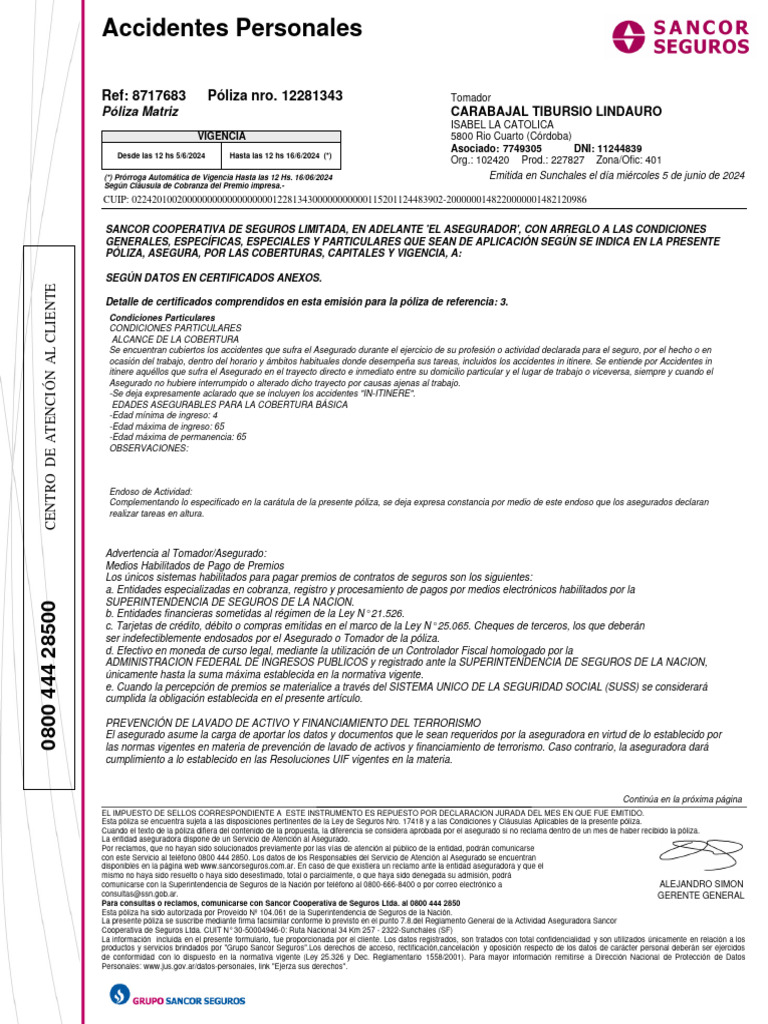 Modelo Poliza de Seguro | PDF | Póliza de seguros | Seguro