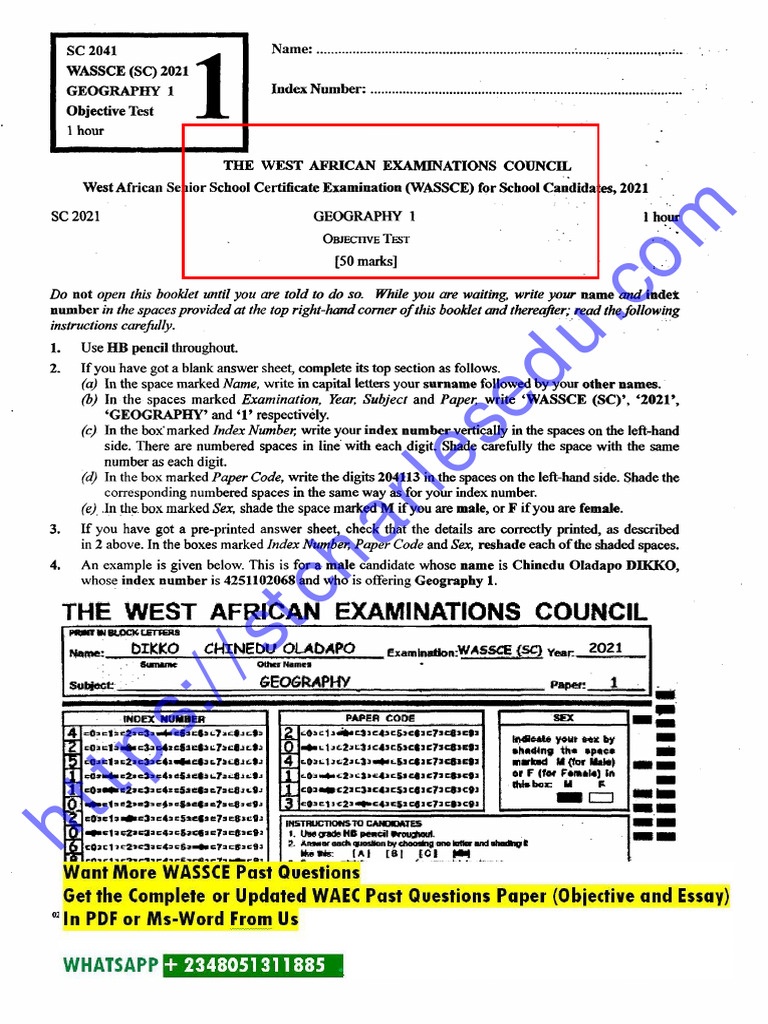 Wassce Geography Past Questions Obj Essay Pratical Map Reading | PDF