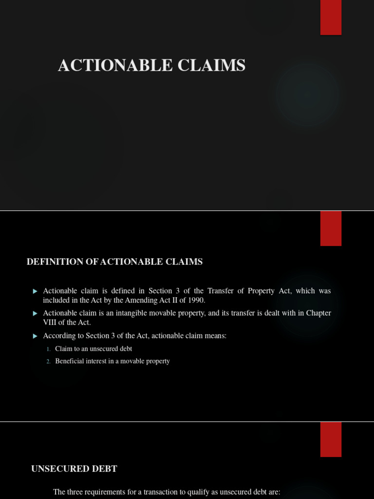 Actionable Claims | PDF | Property | Debt