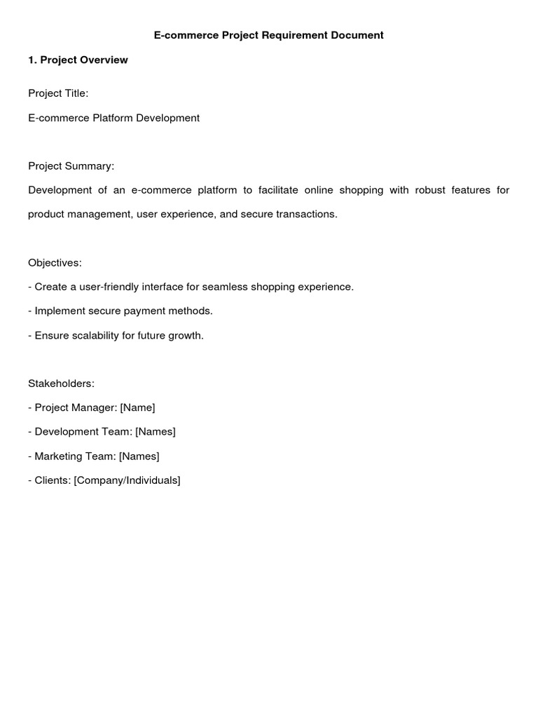 E-Commerce Project Requirement Document | PDF | E Commerce | Usability