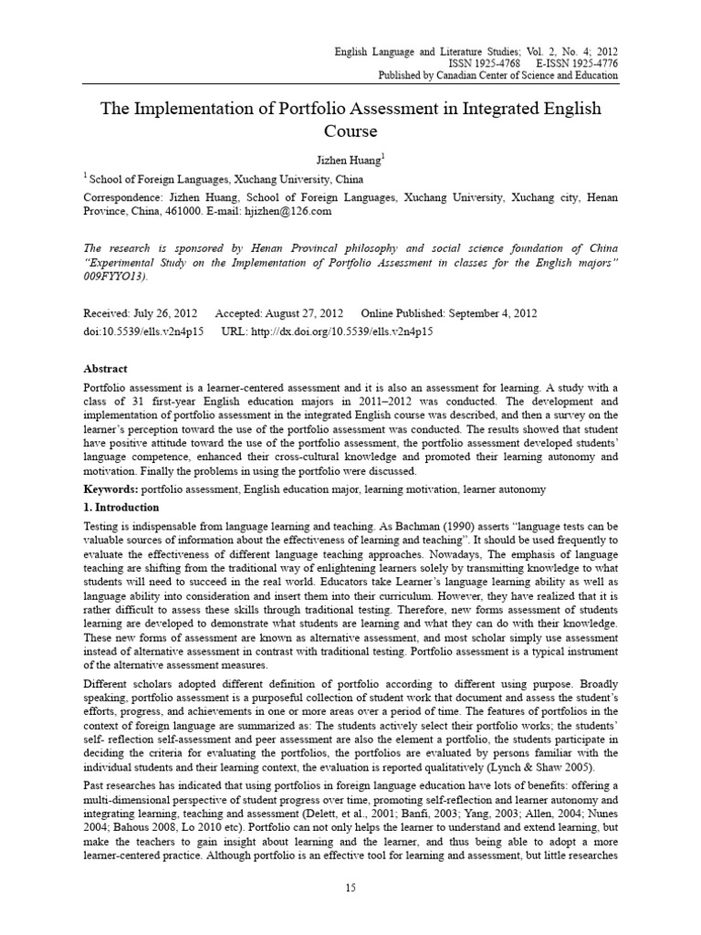 Portfolio Assessment | PDF | Educational Assessment | Learning