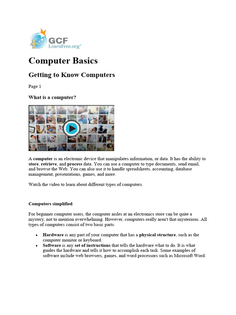 01-Getting To Know Computers | PDF | Personal Computers | Desktop Computer