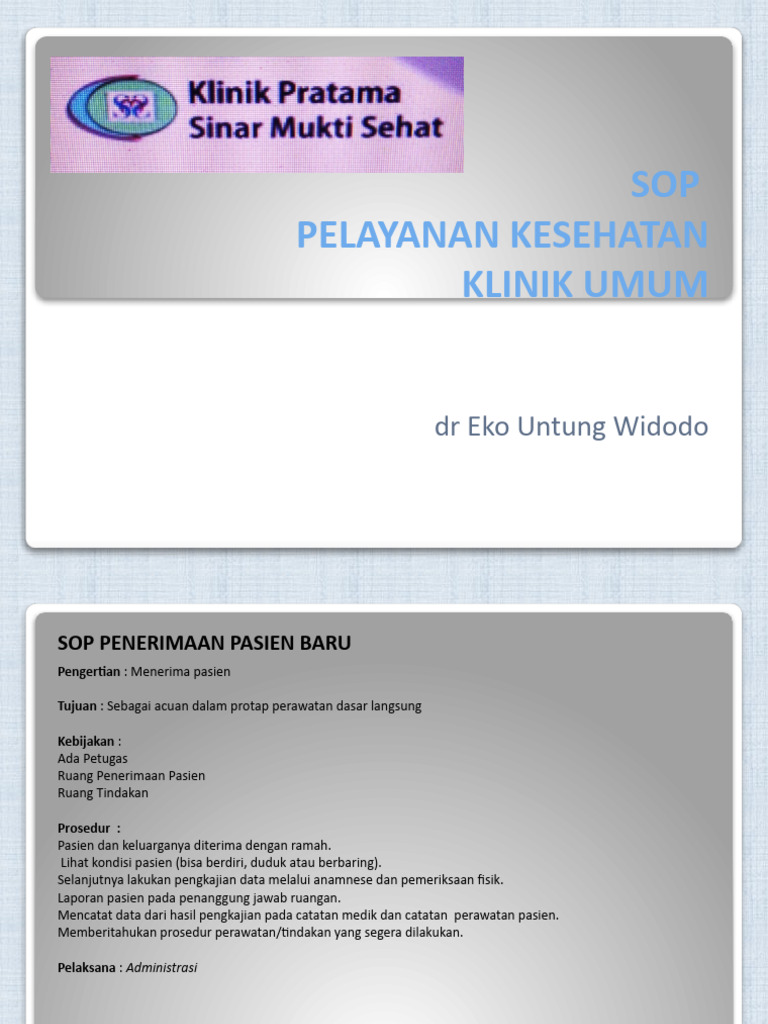 SOP Klinik Sinar Mukti Sehat | PDF