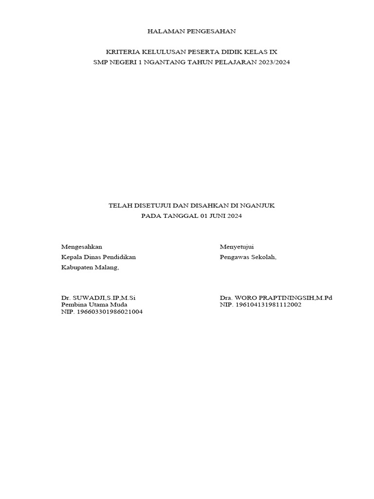 Draf Kriteria Kelulusan 2023 2024 | PDF | Karier & Perkembangan ...
