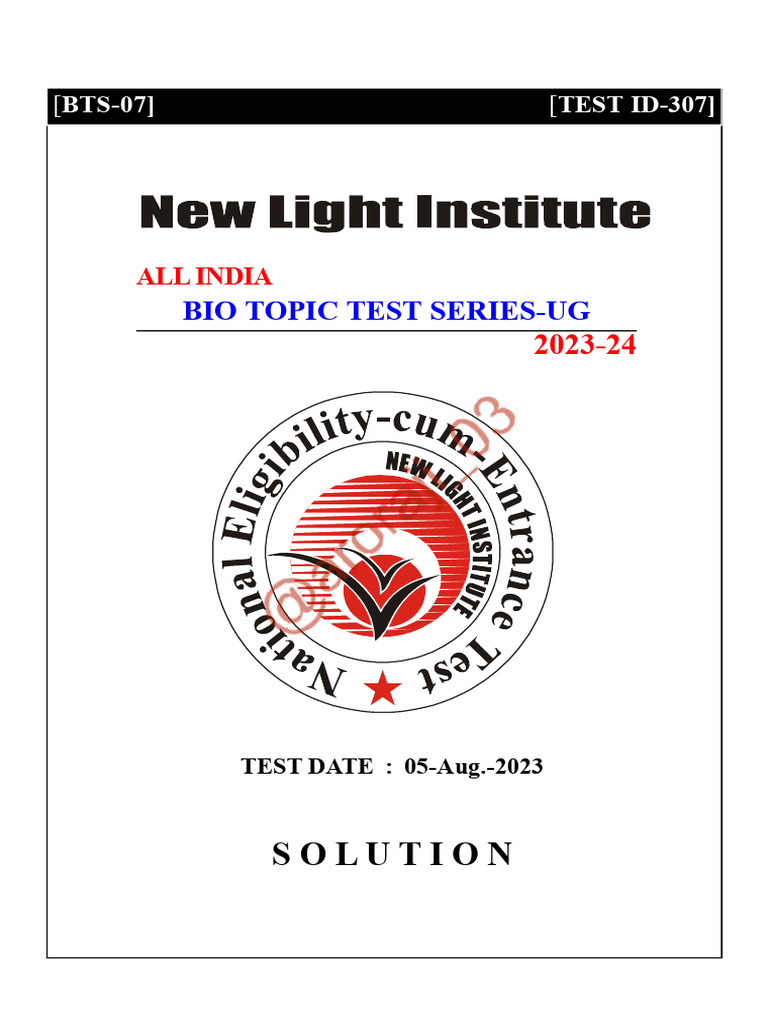 BTS-7 Solution (05-Aug-23) | PDF | Dna | Operon