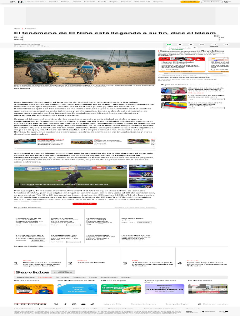 El Fenómeno de El Niño Está Llegando A Su Fin, Dice El Ideam - EL ESPECTADOR | PDF | Fenómenos ...