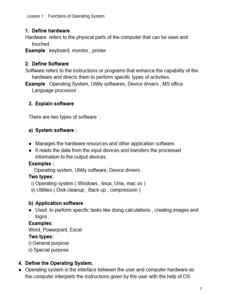 Lesson1 - Functions of OS - 240624 - 191524 | PDF | Operating System | Graphical User Interfaces