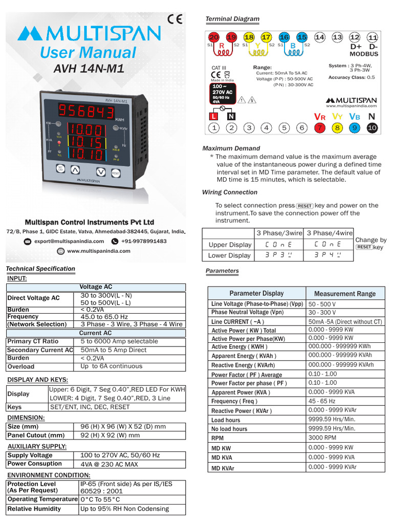 3 Phase Power Analyzer With Rs 485 Modbus Connectivity | Download Free ...
