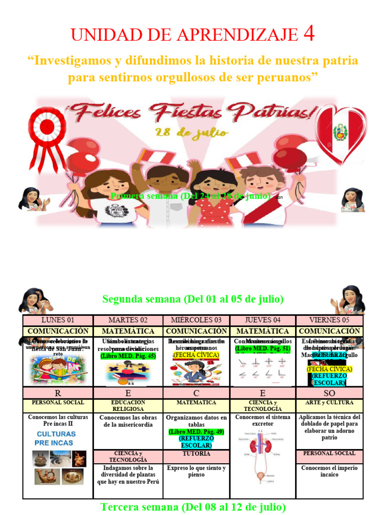 5º Horario Unidad 4 - 2024 | PDF | Perú